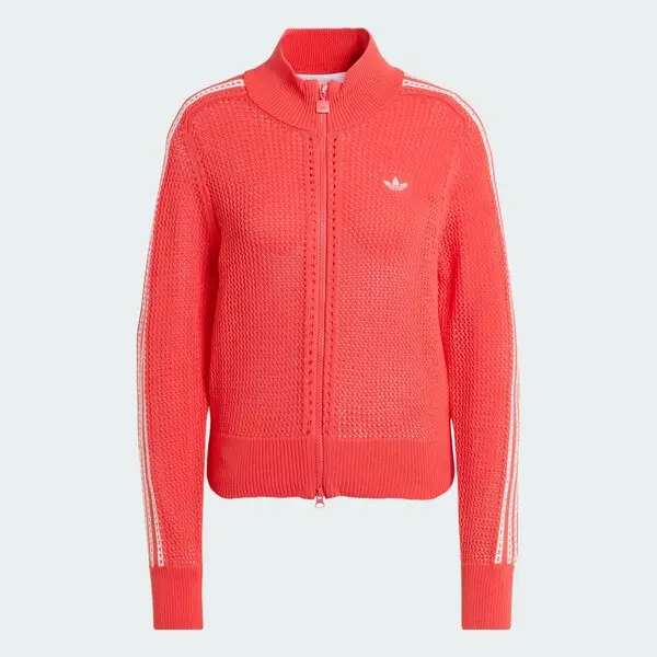Adidas Knitted Crochet Firebird Track Top - Semi Lucid Red - 10